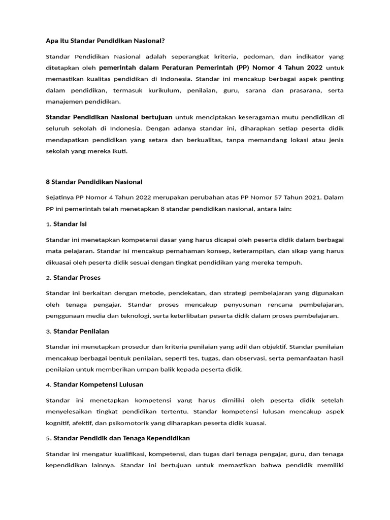 8 STANDAR PENDIDIKAN NASIONAL | PDF