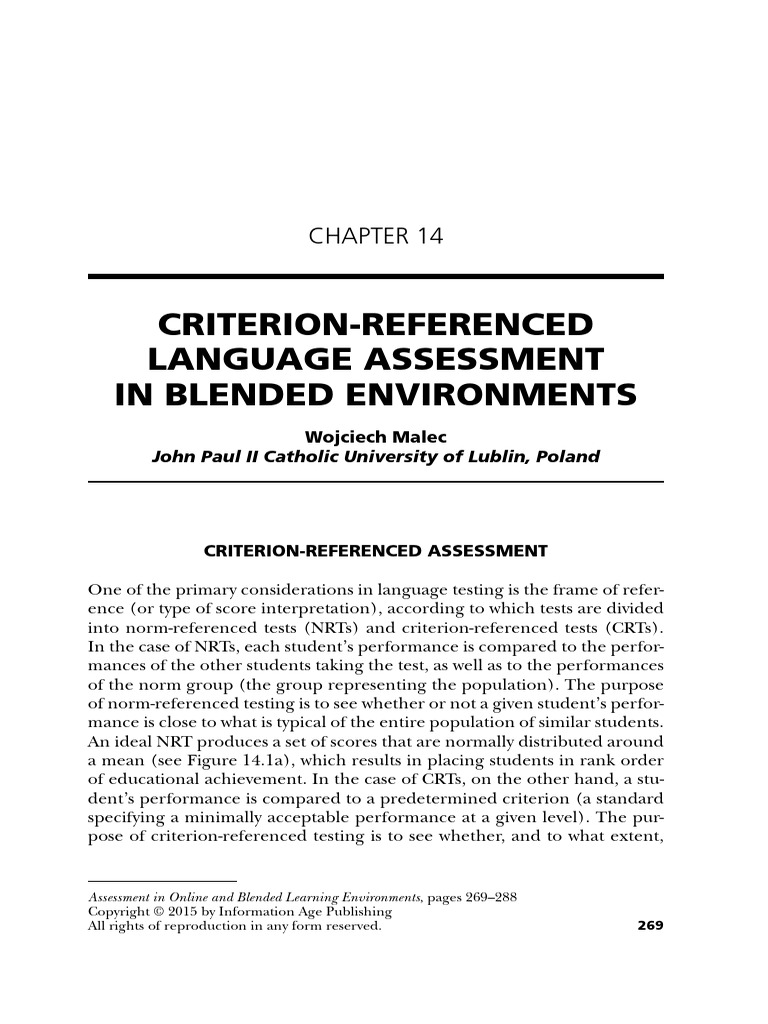 Criterion-Referenced Language Assessment in Blended Environments | PDF