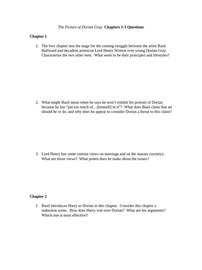 The Picture of Dorian Gray Chapters 1 | PDF | Philosophy