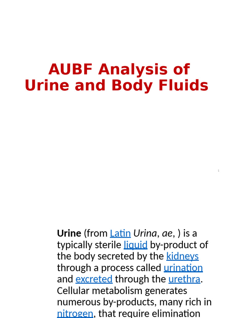 AUBF Analysis of Urine and Body Fluids | PDF