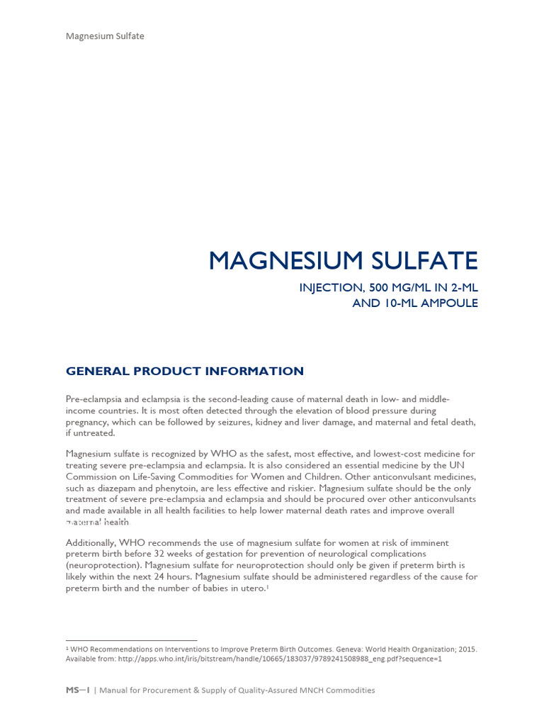 MNCH Commodities Procurement-Magnesium Sulfate | PDF