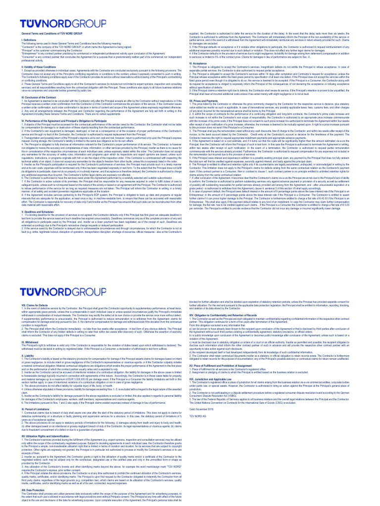 Appendix 4 - TÜV NORD Group Terms and Conditions-2018 | PDF