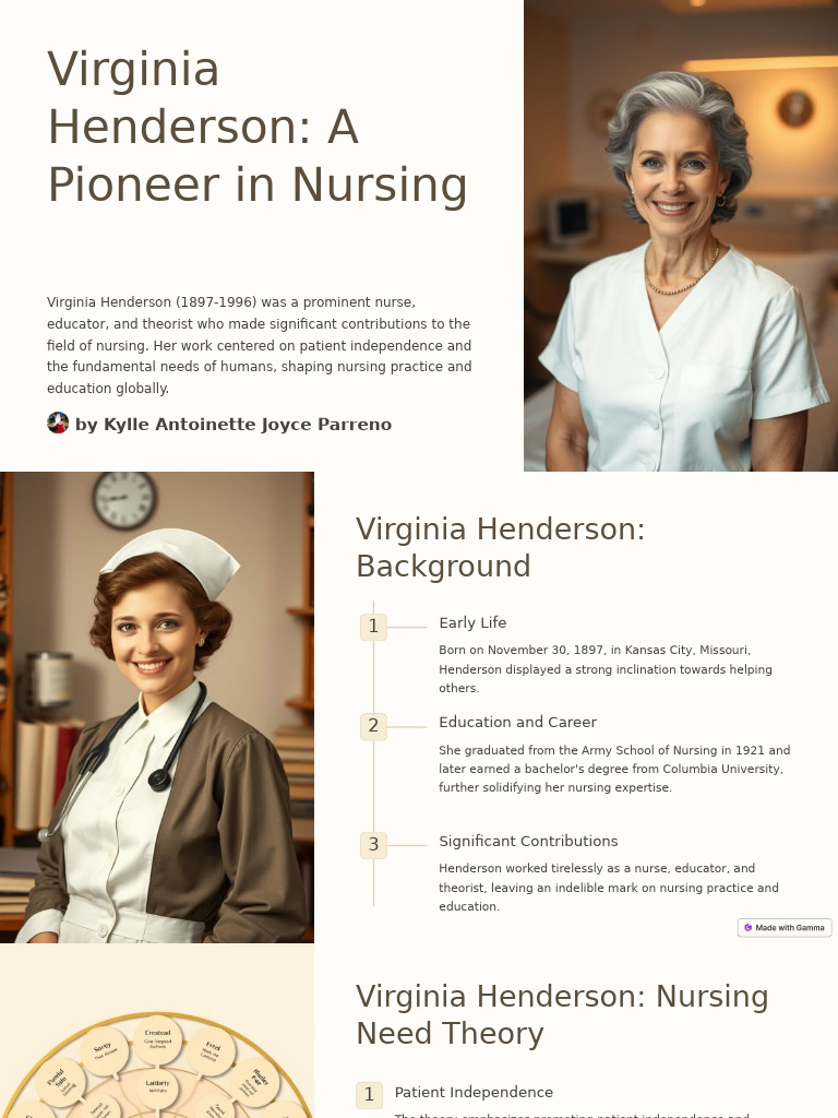 Virginia Henderson A Pioneer in Nursing PT 1 | PDF