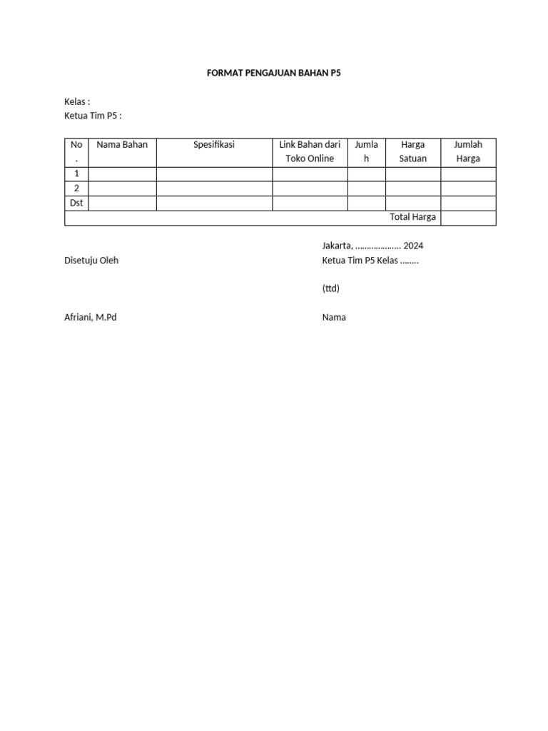 Format Pengajuan Bahan-1 | PDF