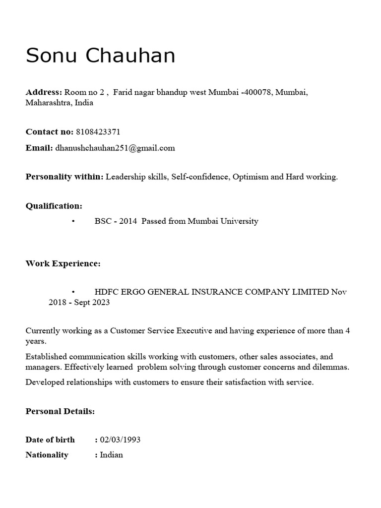 Sonu Chauhan CV | PDF