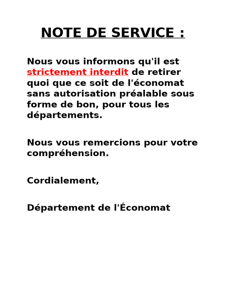 Note de Service | PDF