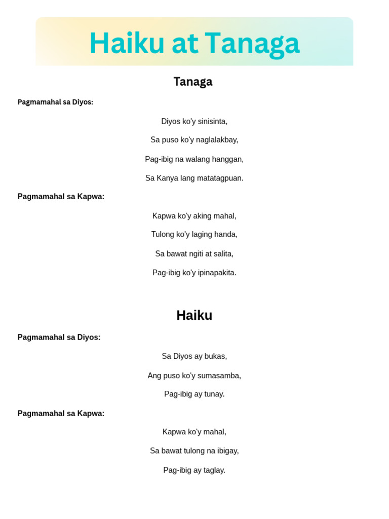 Haiku at Tanaga | PDF