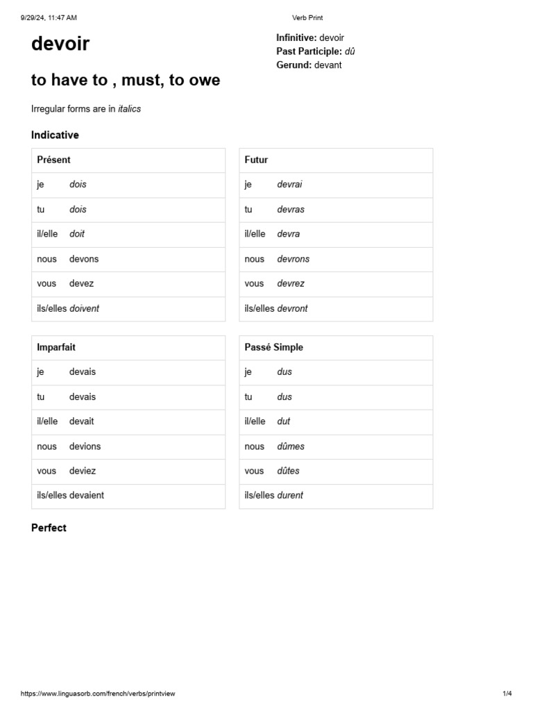 7. Verb Print_ to have to, must, to owe | PDF