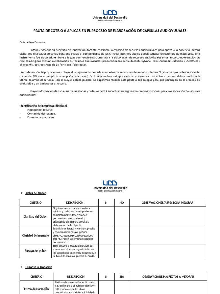 Pauta de Cotejo | PDF