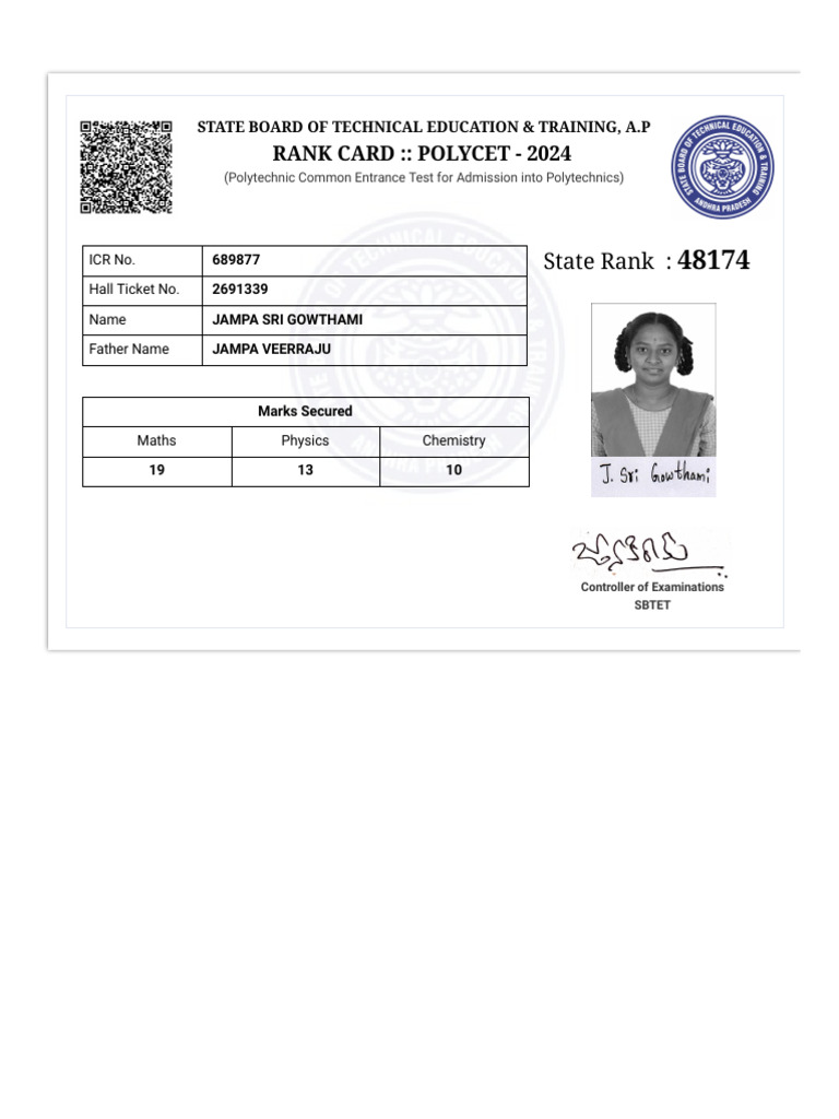 Print Rank Card | PDF