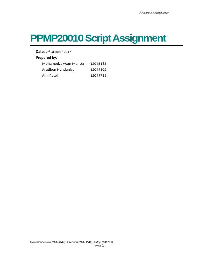 PPMP20010 Script Assignment | PDF | Project Management | Business