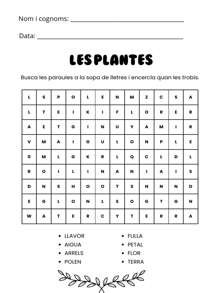 Science Plant Life Cycle Word Search Worksheet in White Green Nature ...
