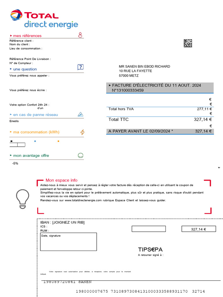 Facture Total Sanen | PDF