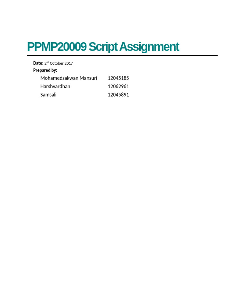 PPMP20009 Script Assignment | PDF