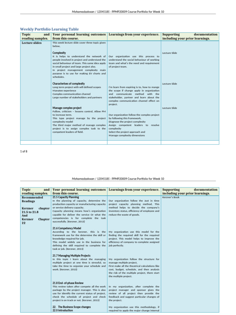 Week 10 Project Management Insights | PDF | Change Management | Project ...