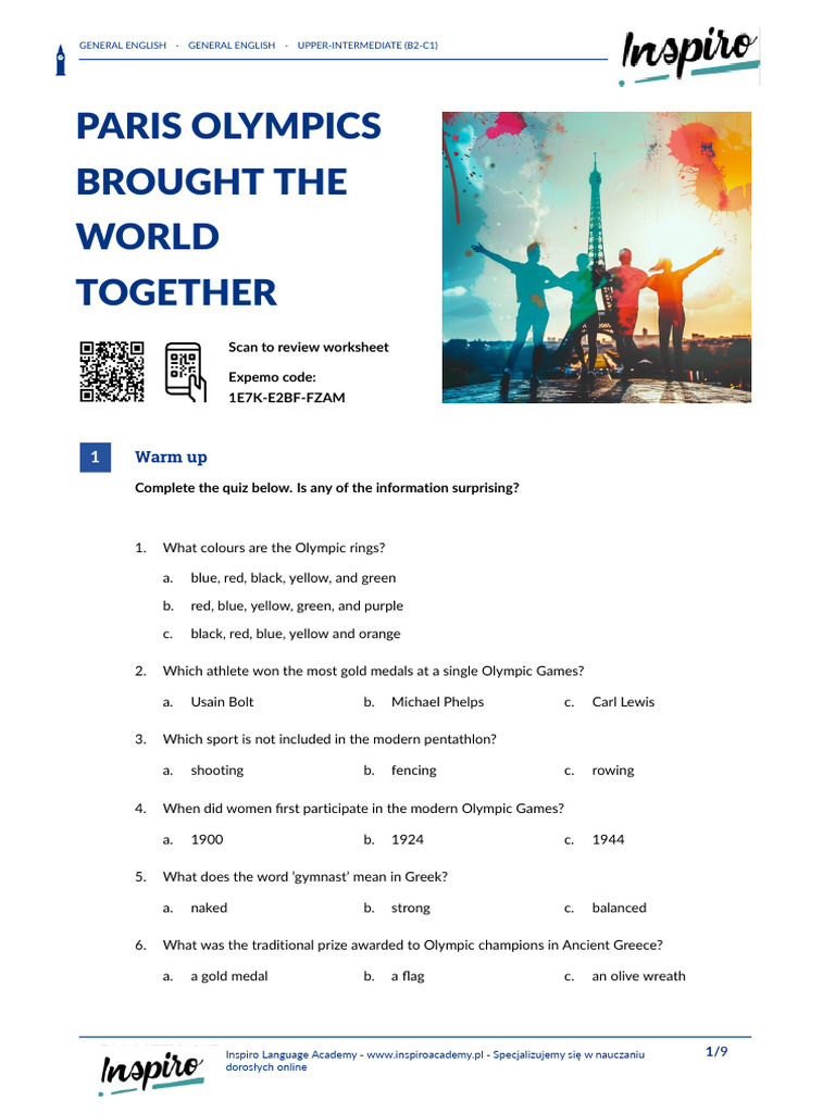 Paris Olympics Brought The World Together British English Teacher | PDF