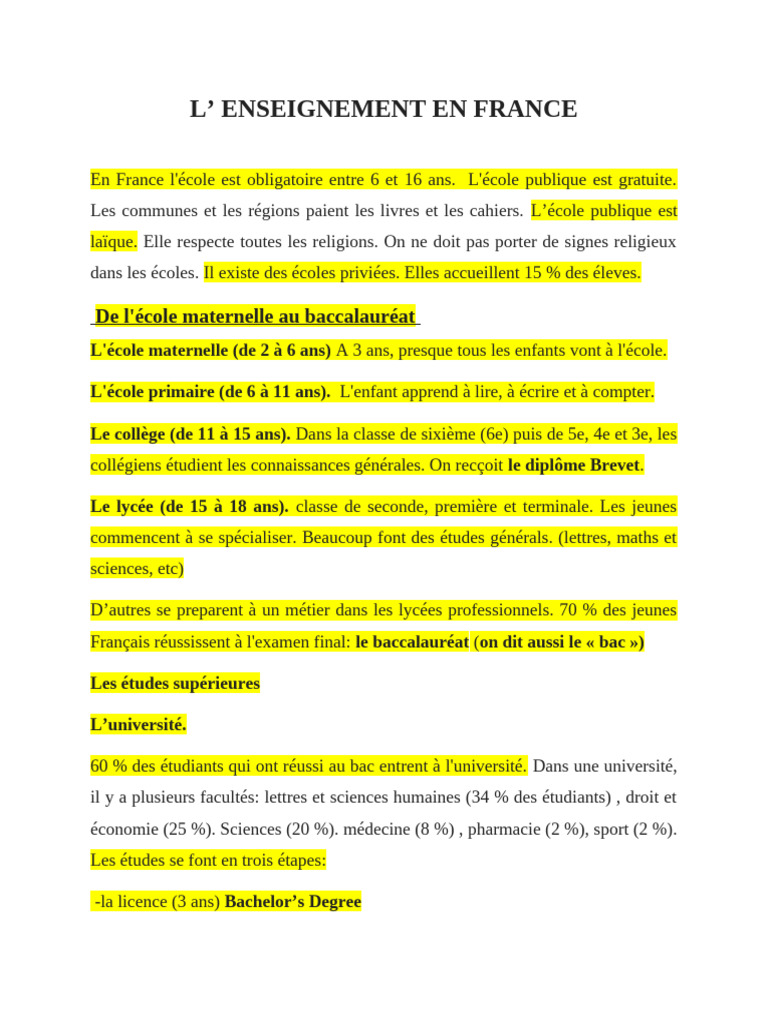 French Education System | PDF