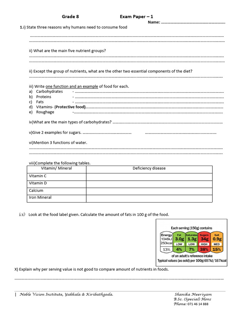 Exam Paper 1 | PDF