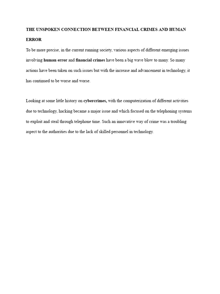 Financial Crimes and Human Errors | PDF | Cybercrime | Cyberwarfare Financial Crimes and Human Errors | PDF | Cybercrime | Cyberwarfare