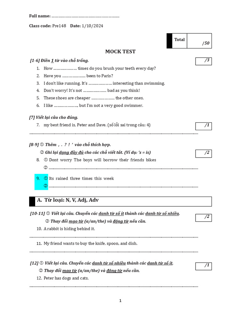 (Pre148) MOCK Test | PDF