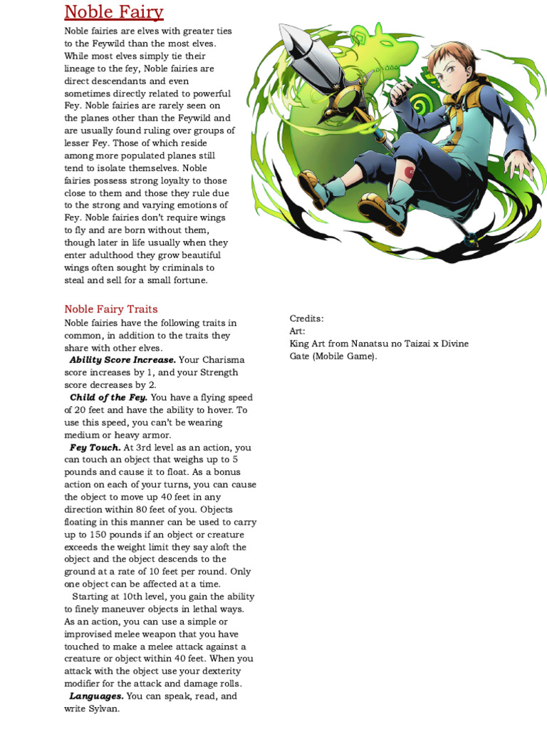 Elf Subrace - Noble Fairy | PDF