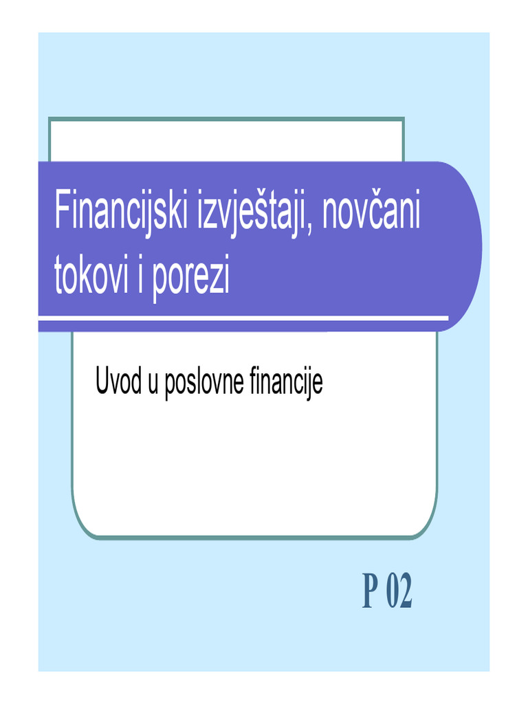 K02-Financijski Izvjestaji, Novcani Tokovi I Porezi | PDF