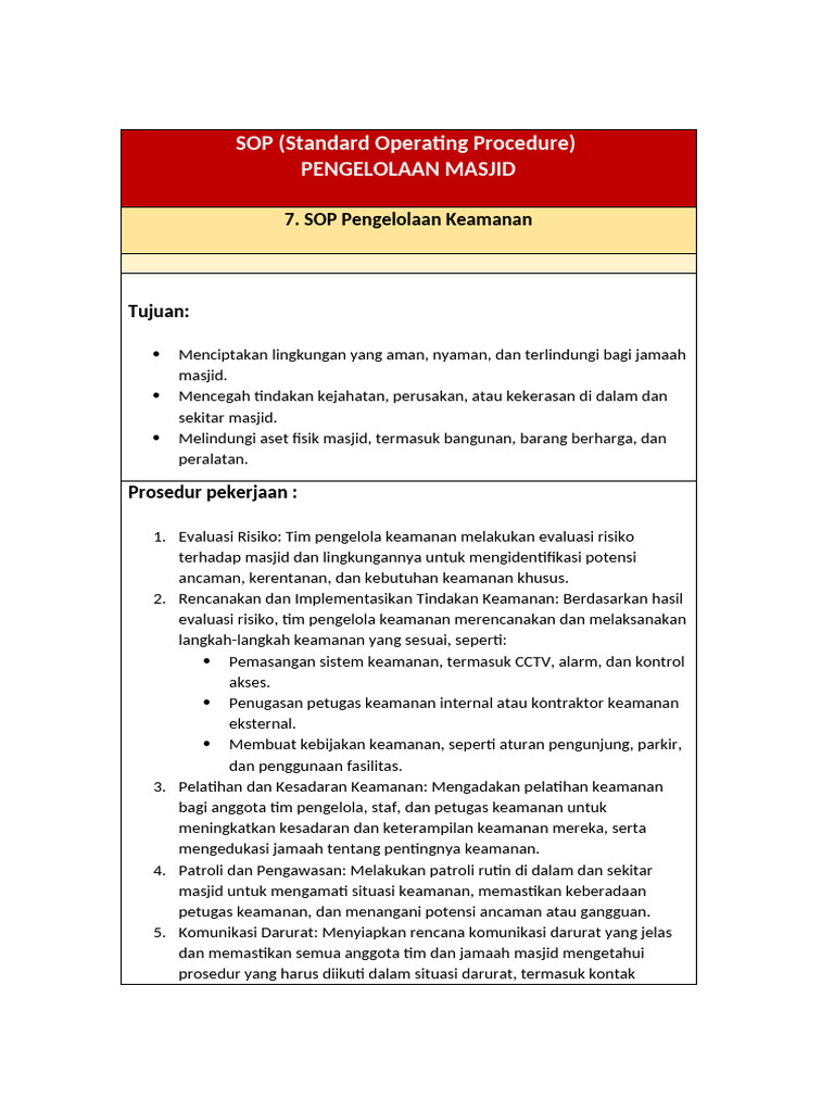 SOP Pengelolaan Keamanan | PDF