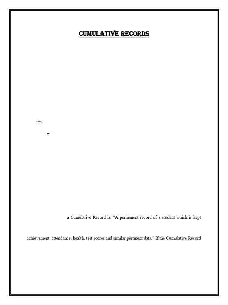 Cumulative Records | PDF
