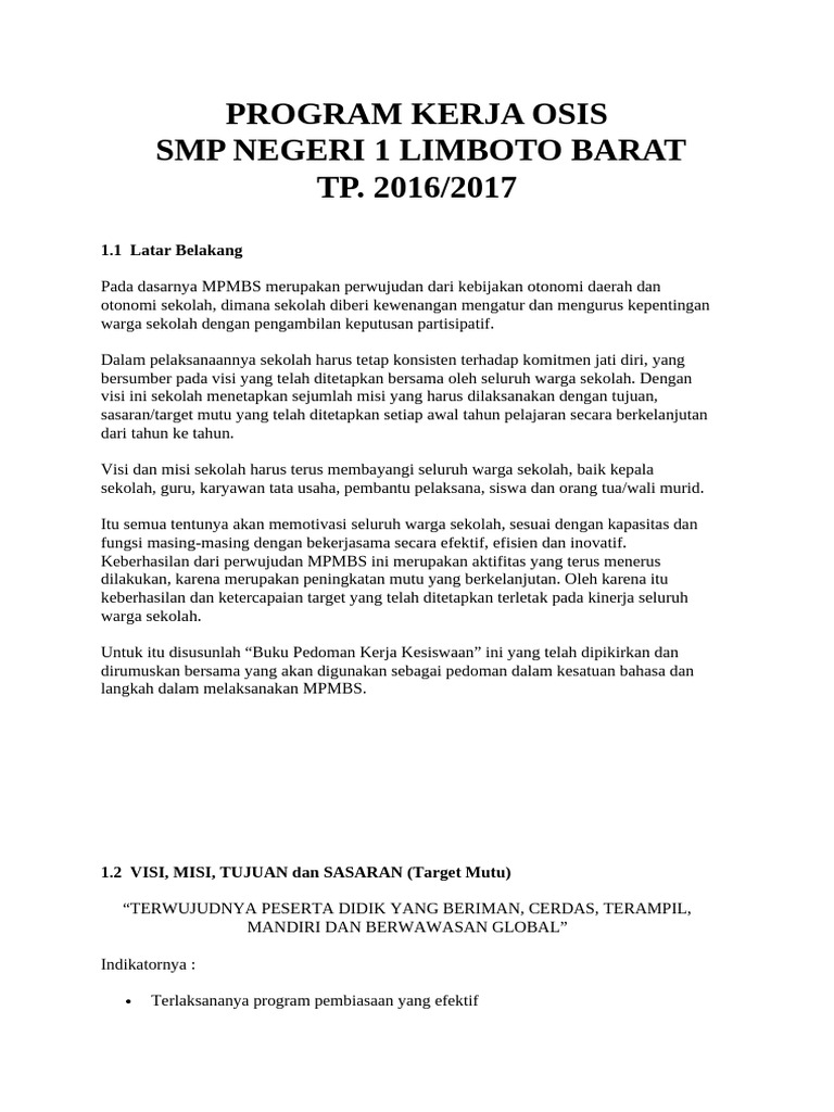 Program Kerja Osis | PDF