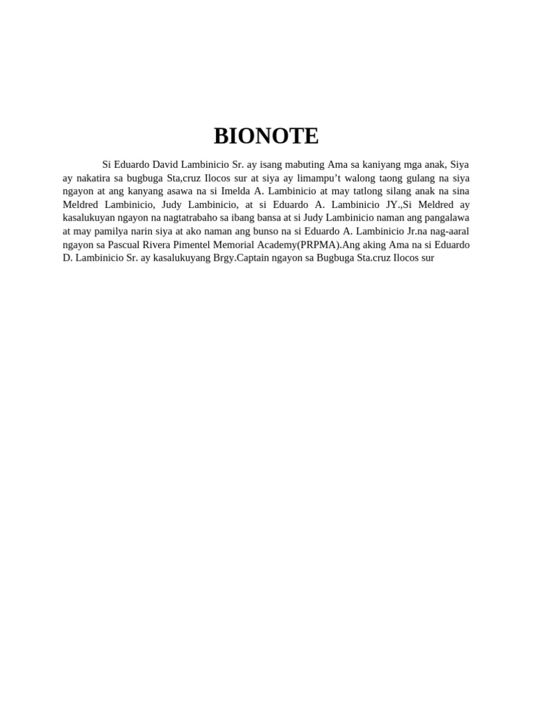 Bio Note | PDF