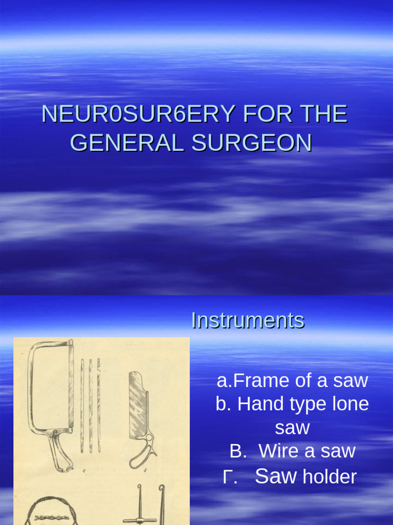 6neur0sur6ery For The General Surgeon | PDF