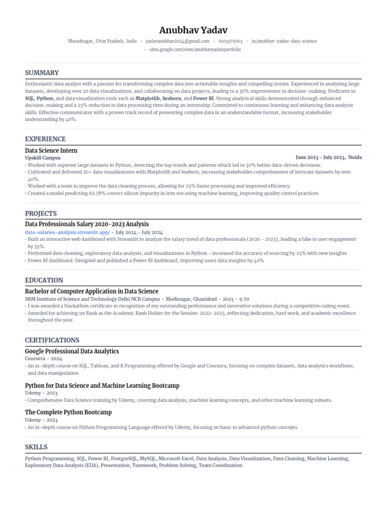 Anubhav Yadav Resume-Bca | PDF