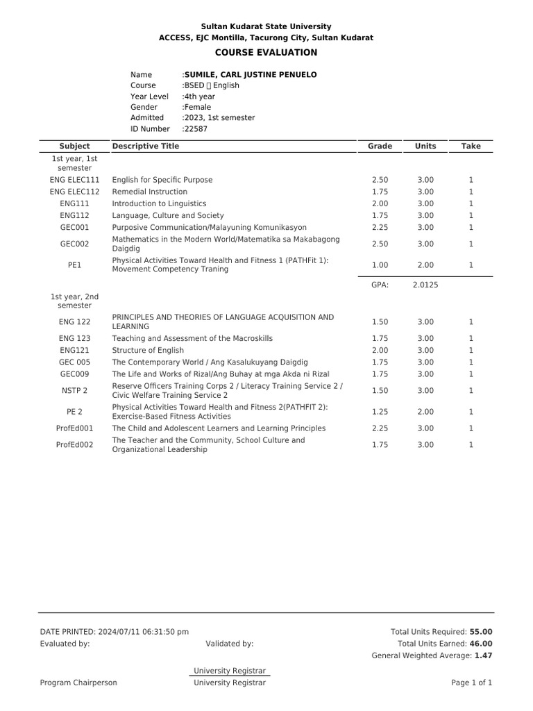 Evaluation Sheet | PDF