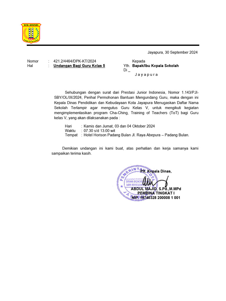 Bu Mia - Undangan Cha-Ching ToT 2024 | PDF