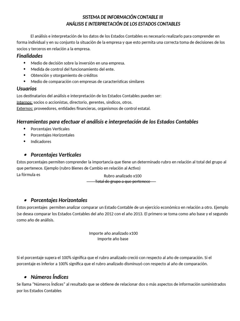 Apunte Análisis e interpretación de Estados Contables | PDF