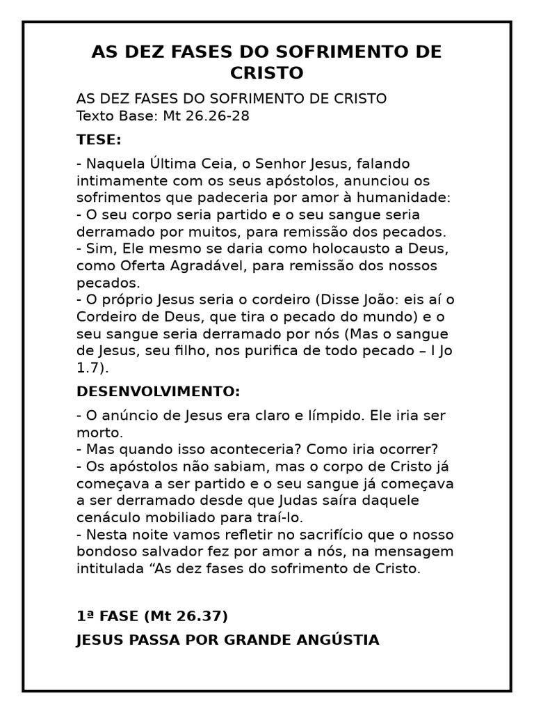 As Dez Fases Do Sofrimento de Cristo | PDF