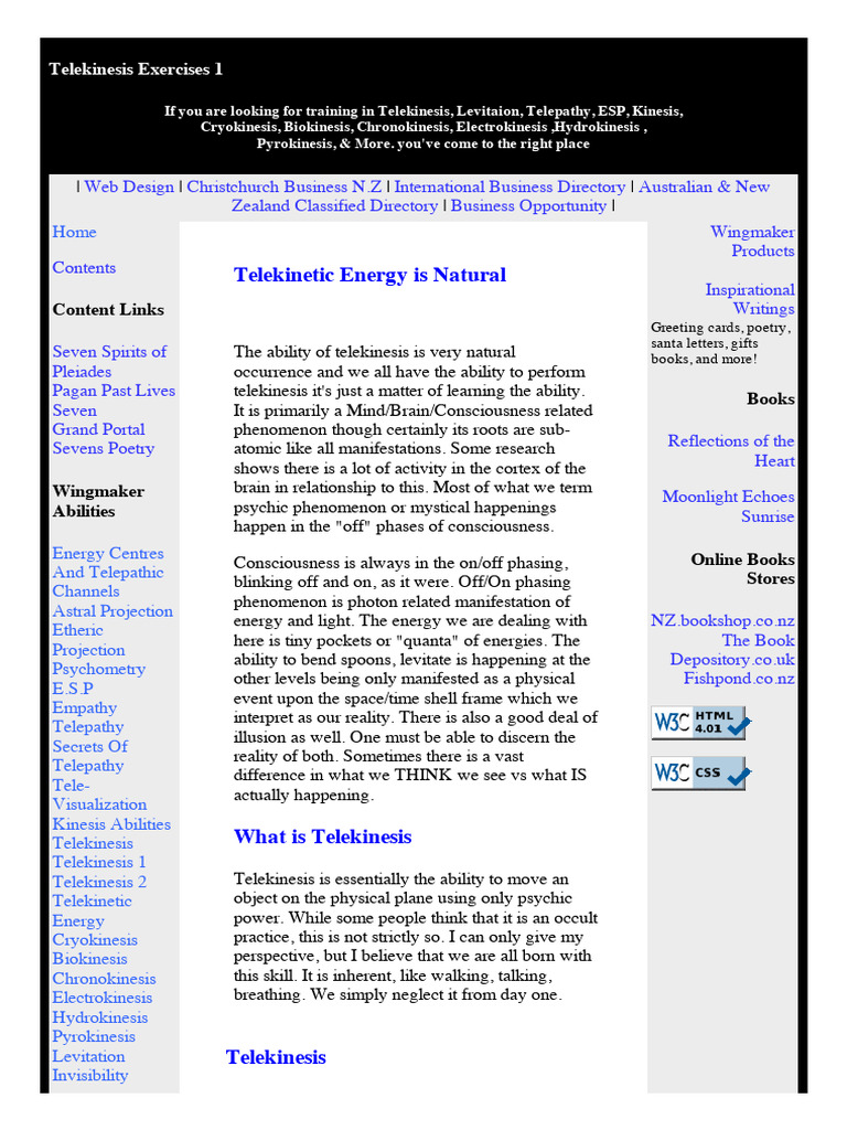 Telekinesis Exercises 1 | PDF