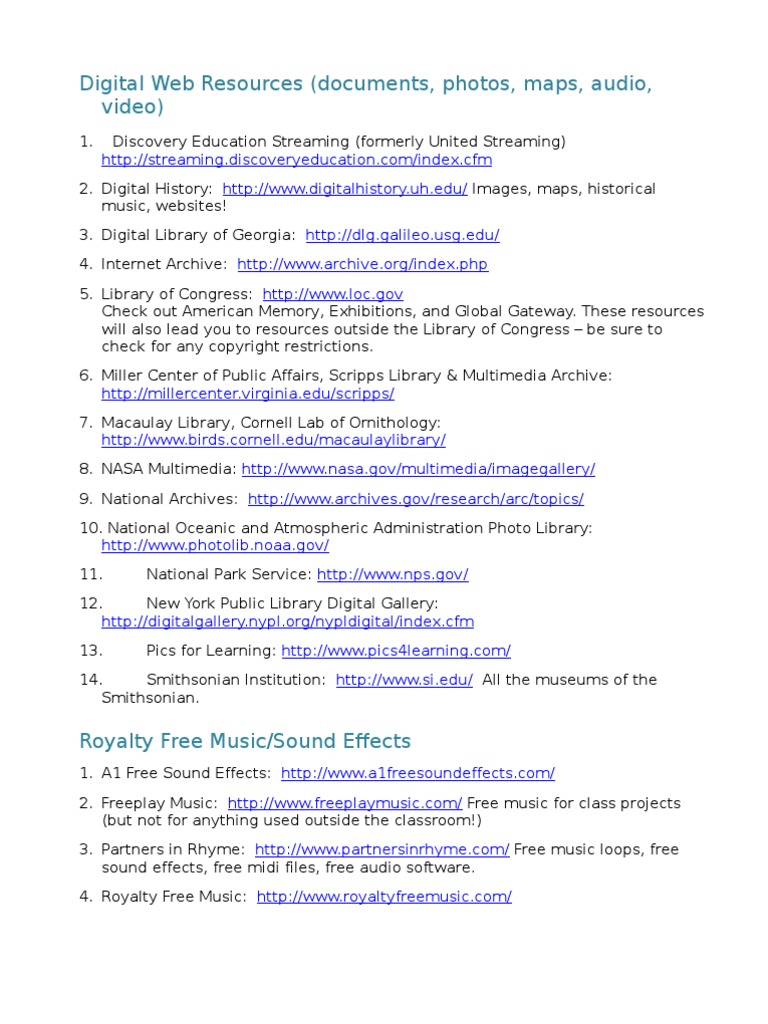 Handout Digital Web Resources | PDF | Social Science | Travel