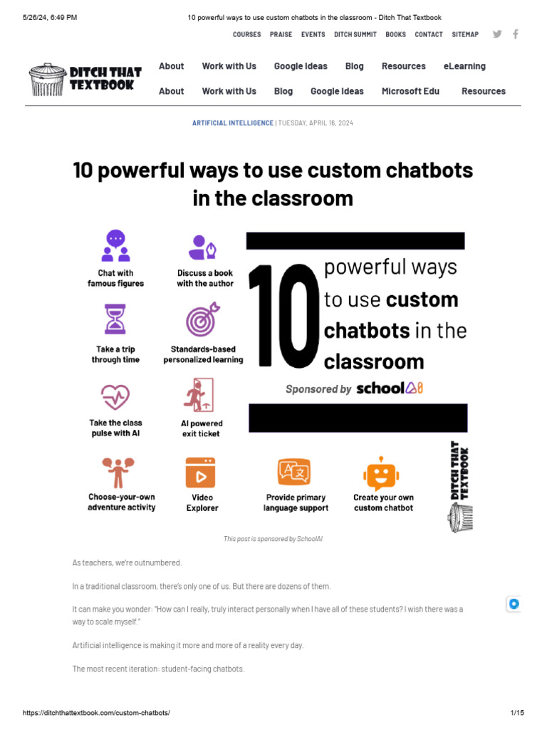 10 Powerful Ways To Use Custom Chatbots in The Classroom - Ditch That ...