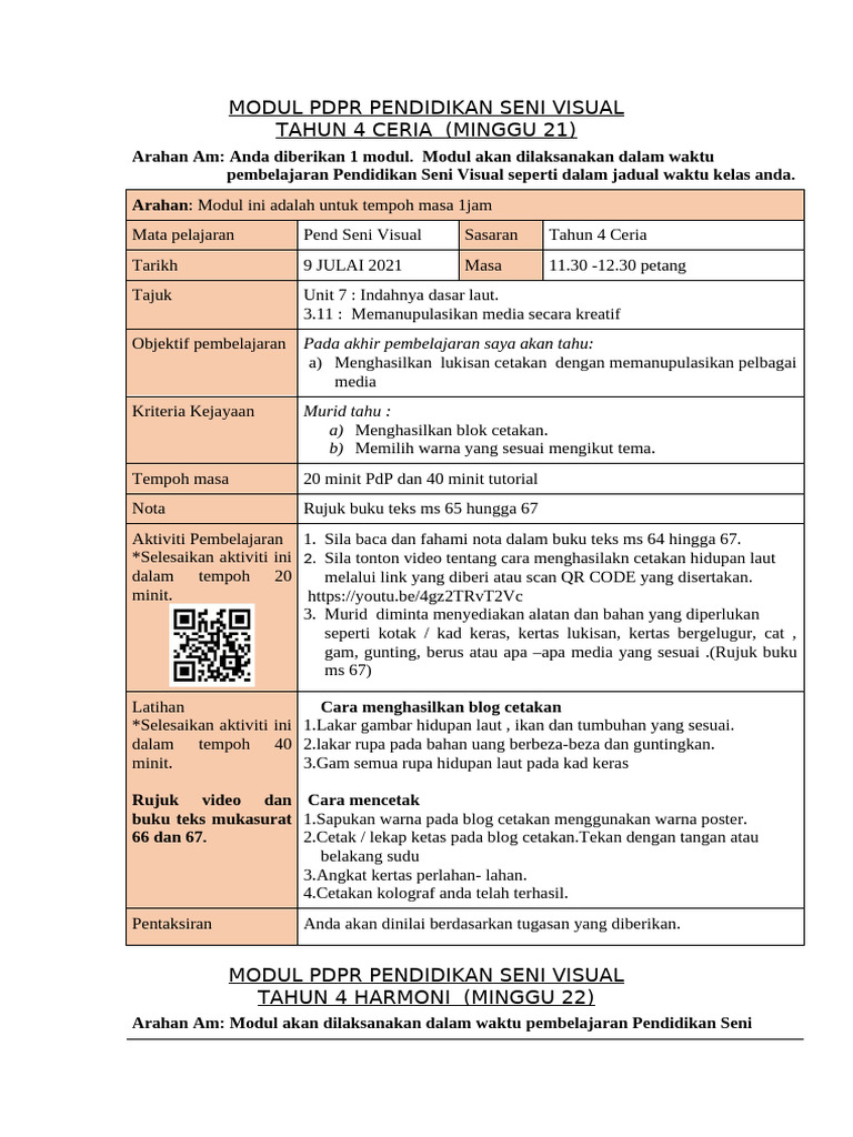Modul PDPR PSV Tahun 4 | PDF