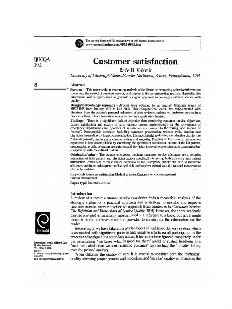 Customer Satisfaction | PDF