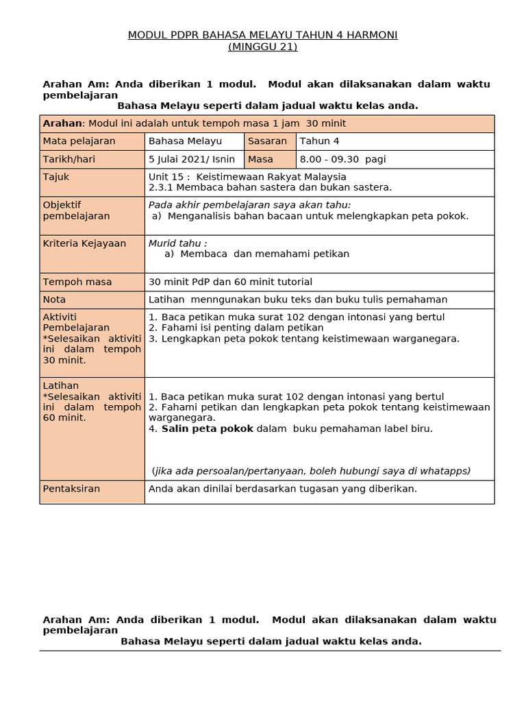 Modul Pdpr Bm Tahun 4h Pdf
