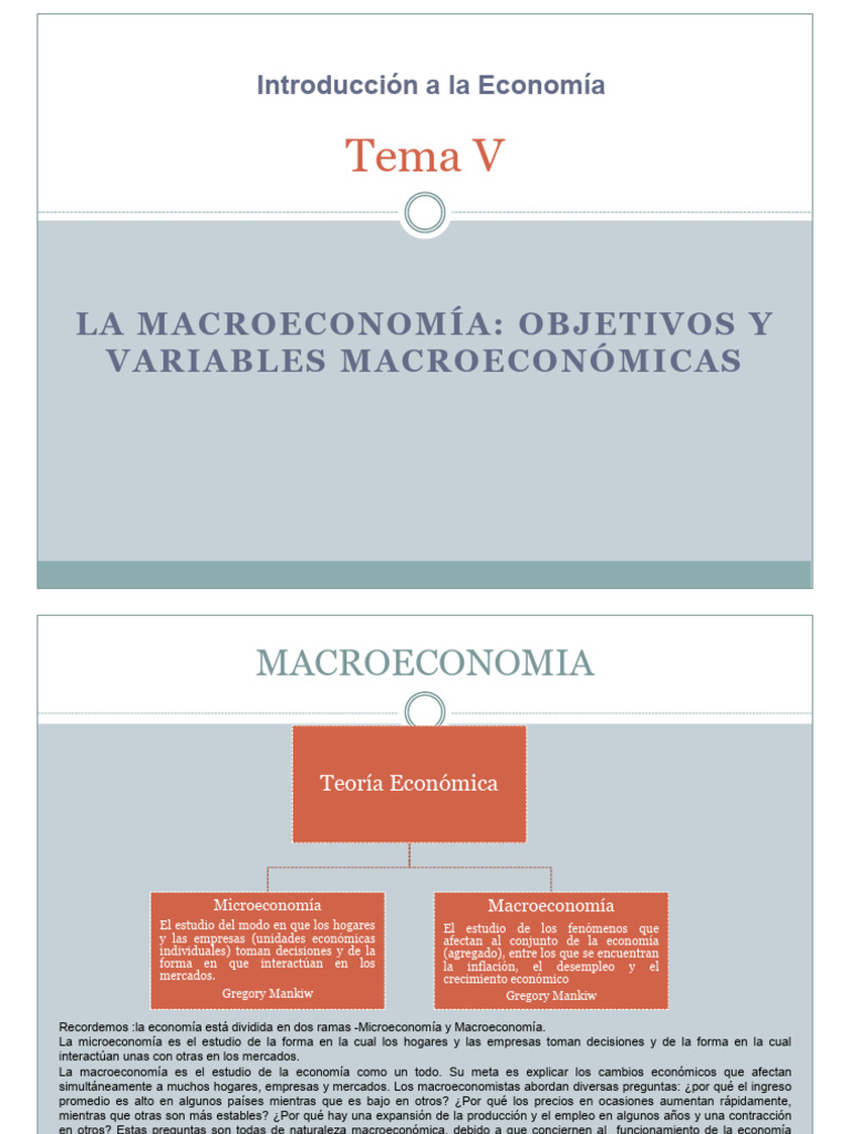 Tema V.Introducción Objetivos de La Macroeconomía | PDF