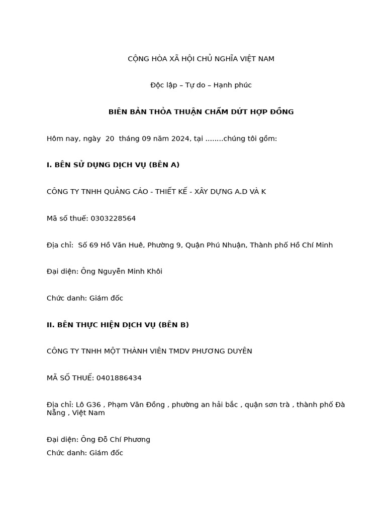 BB Cham Dut Hop Dong | PDF