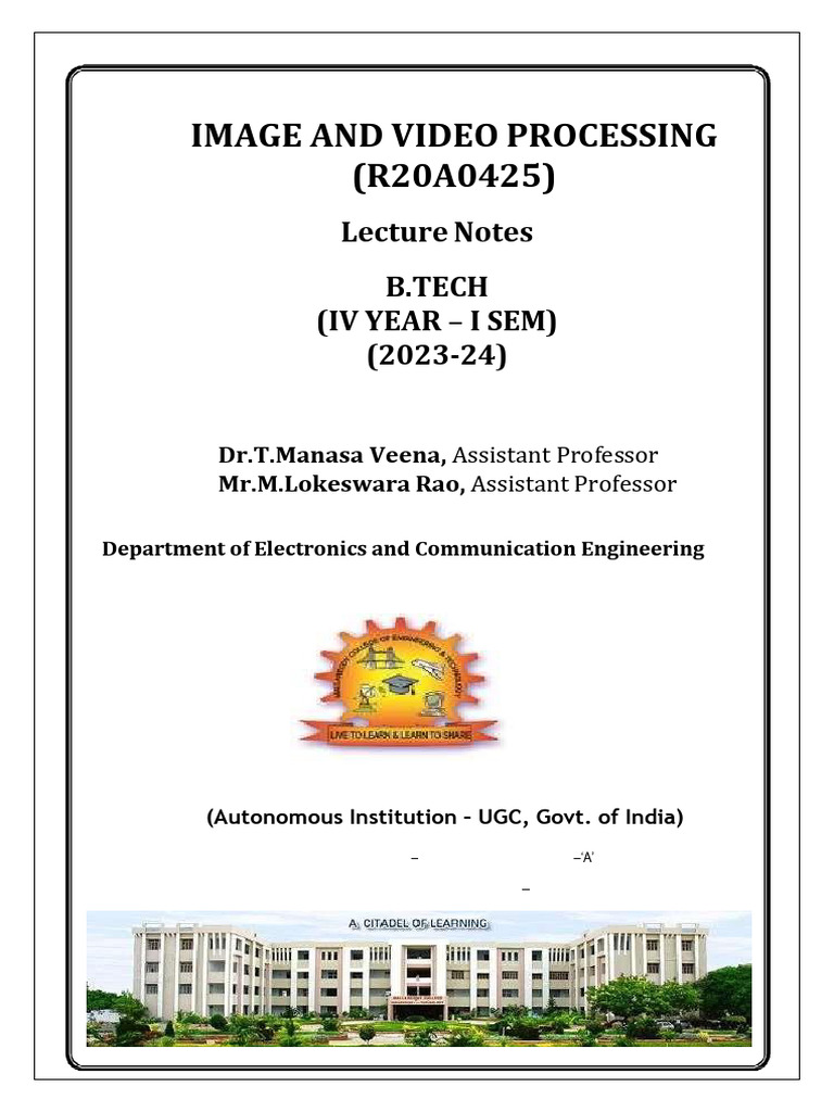 Image and Video Processing | PDF | Data Compression | Computer Data Storage