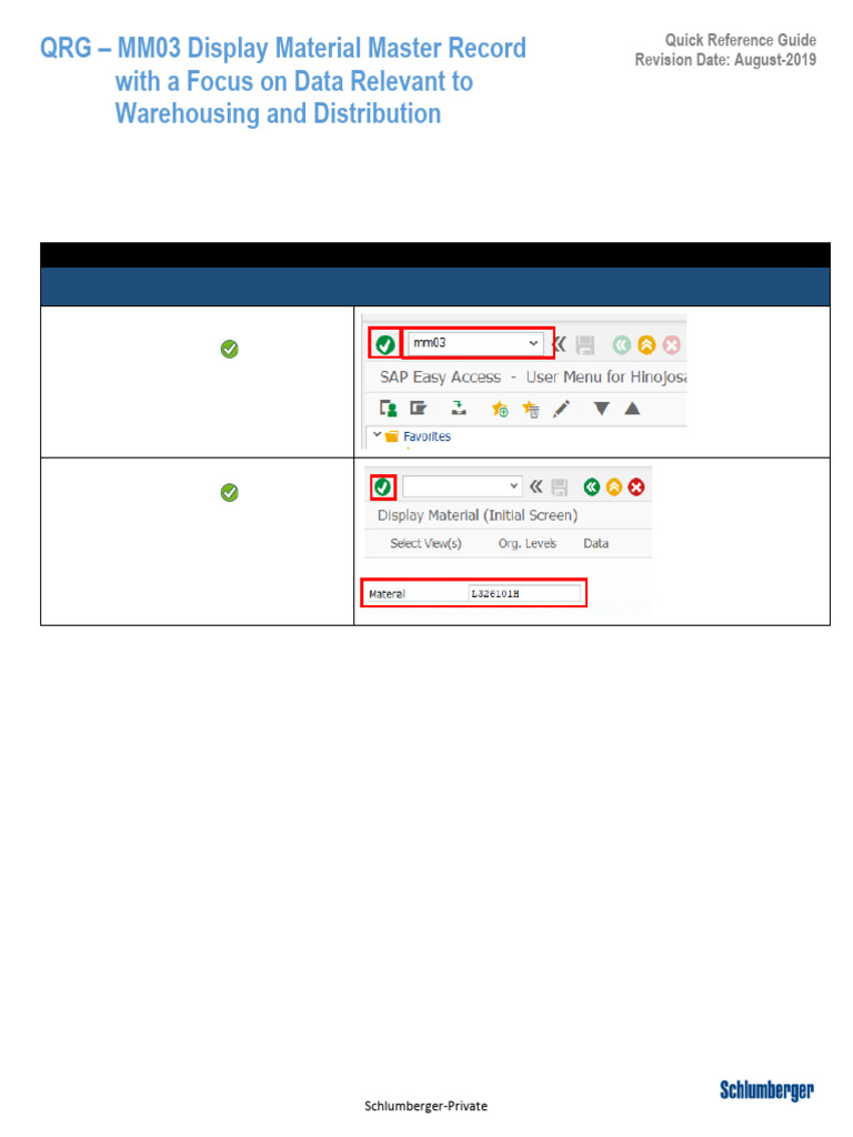 QRG - MM03 Display Material Master Record | PDF