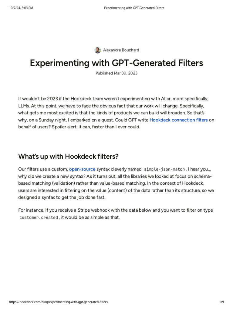 Experimenting With GPT-Generated Filters | PDF