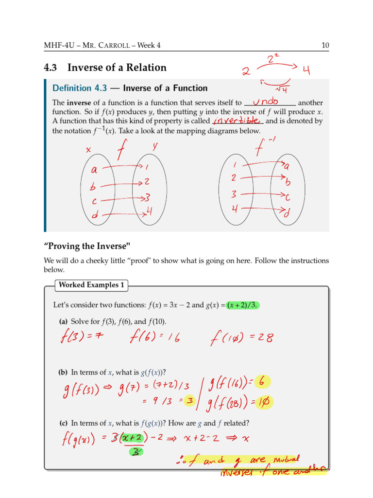 4.3 Inverse of A Relation: Definition 4.3 | PDF