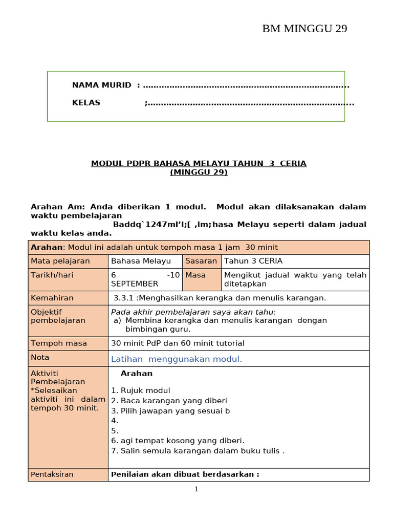 M29 Modul PDPR BM Tahun 3C | PDF