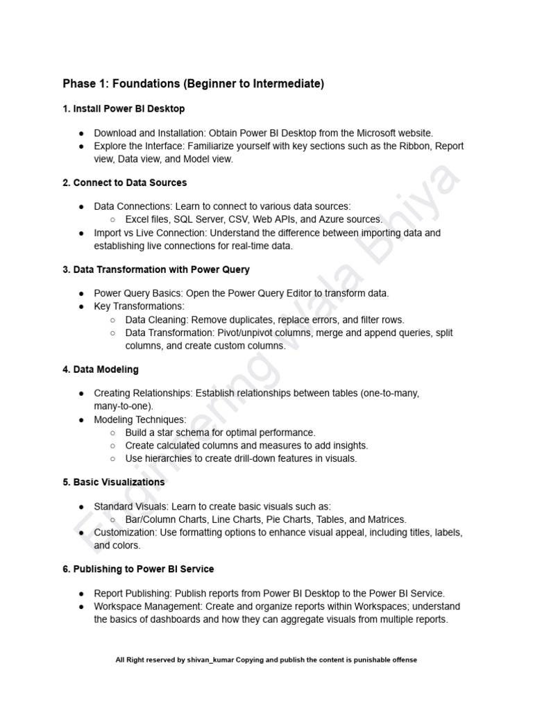 Complete step-by-step Power BI Roadmap | PDF Complete step-by-step Power BI Roadmap | PDF